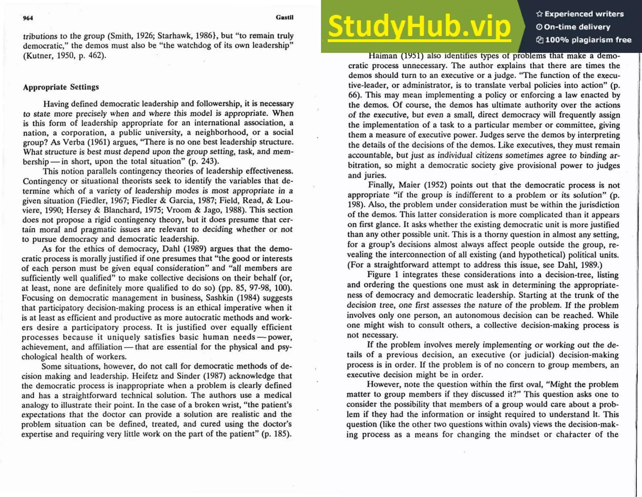 A Definition And Illustration Of Democratic Leadership | PDF