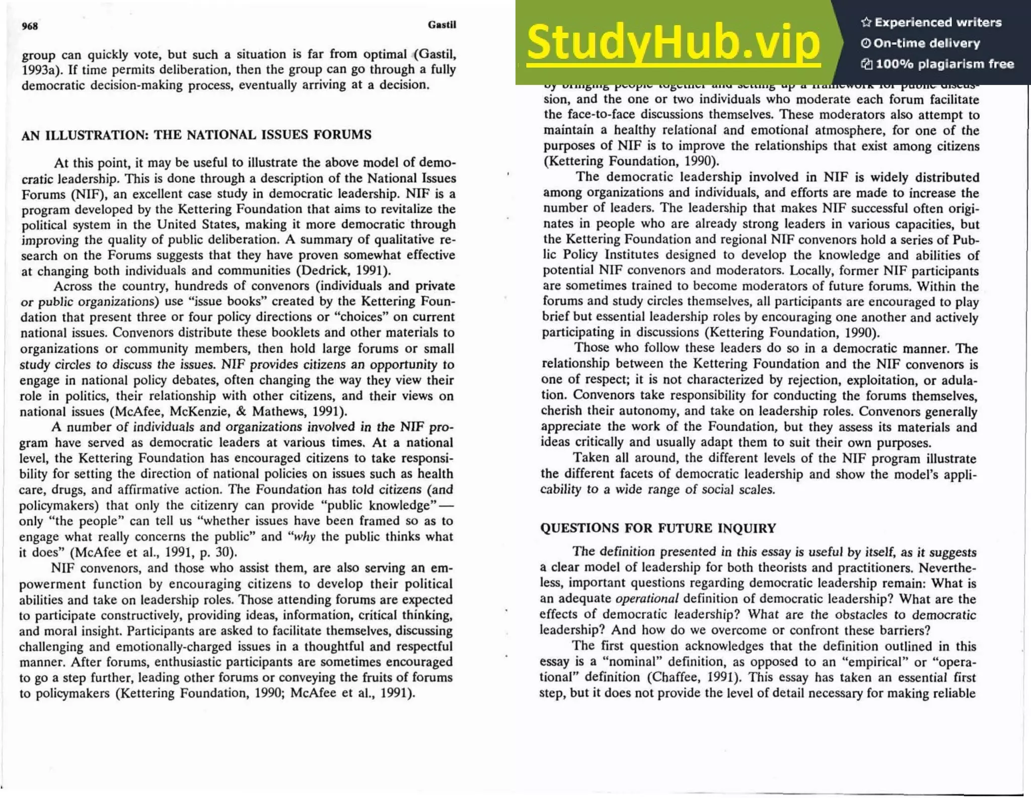 A Definition And Illustration Of Democratic Leadership | PDF