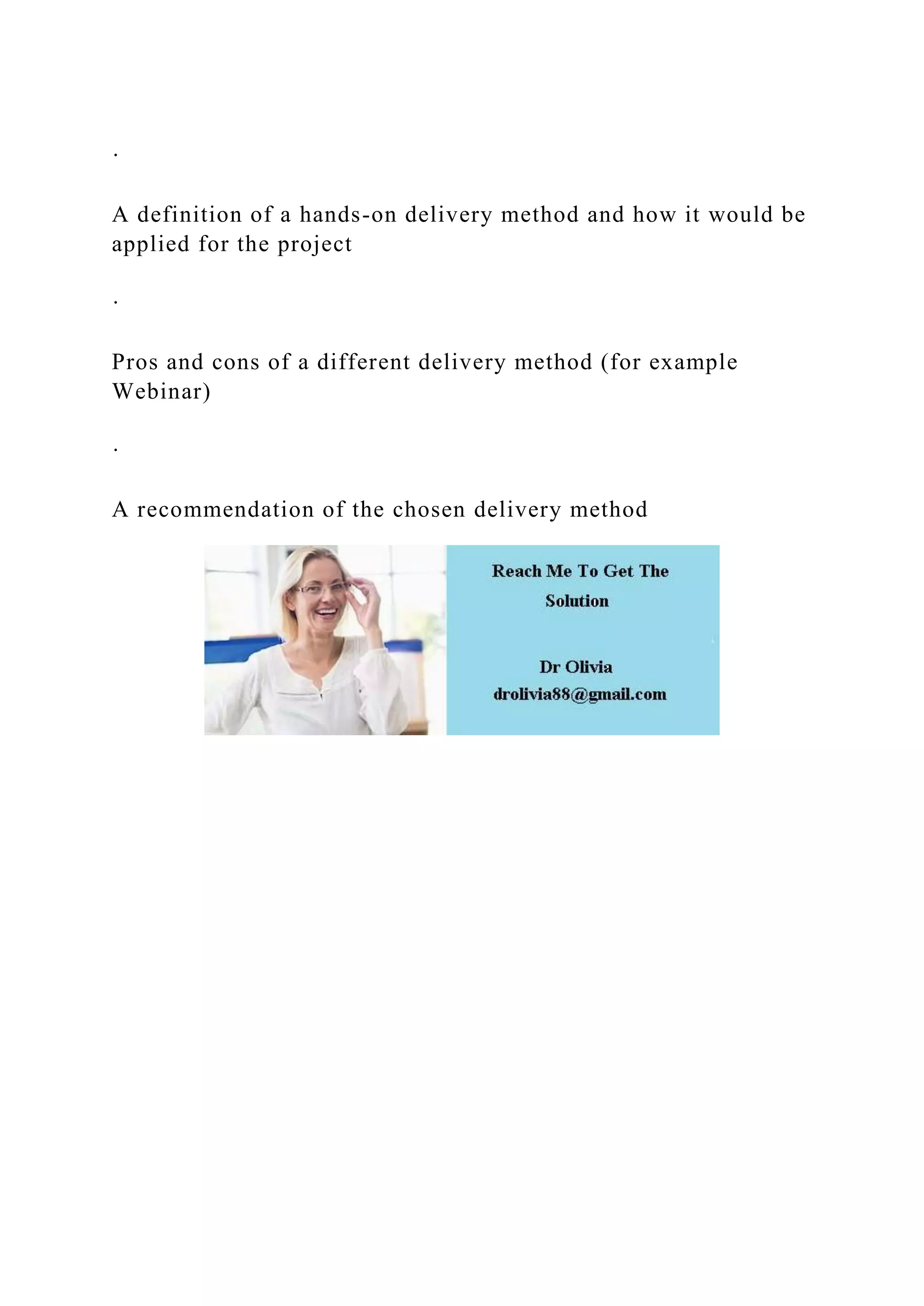·A definition of a hands-on delivery method and how it would be .docx