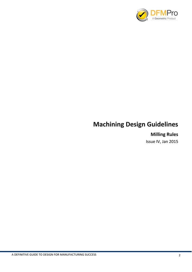 Design for Manufacturing Guidelines, issue IV, Milling Design ...