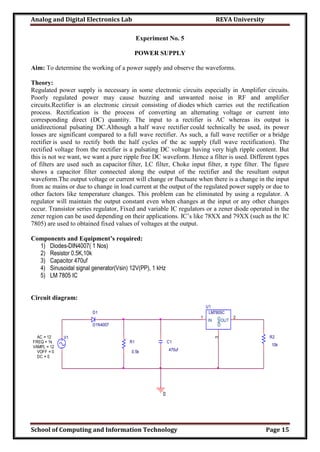 Analog and Digital Electronics Lab Manual | PDF