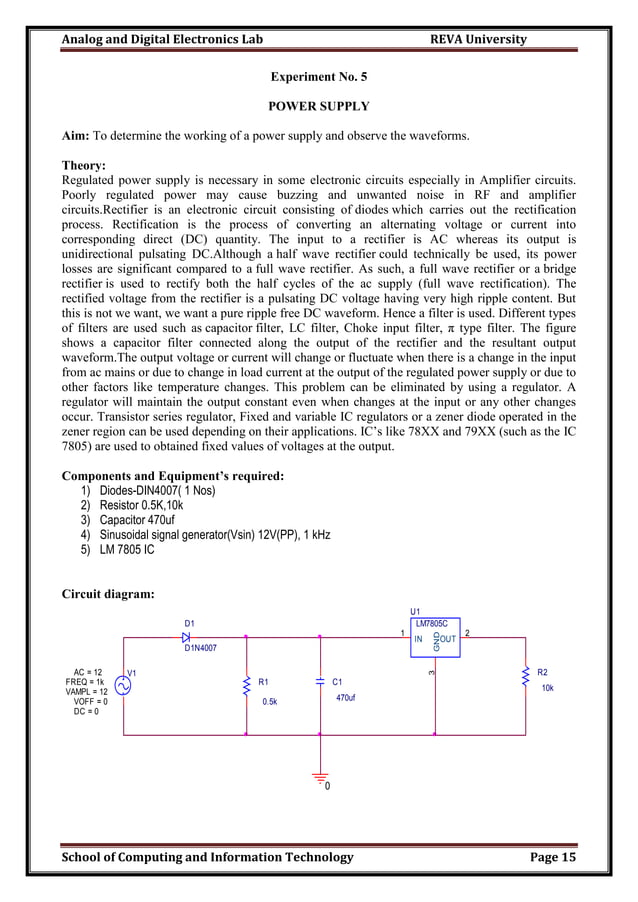 Analog and Digital Electronics Lab Manual | PDF