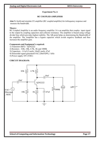 Analog and Digital Electronics Lab Manual | PDF