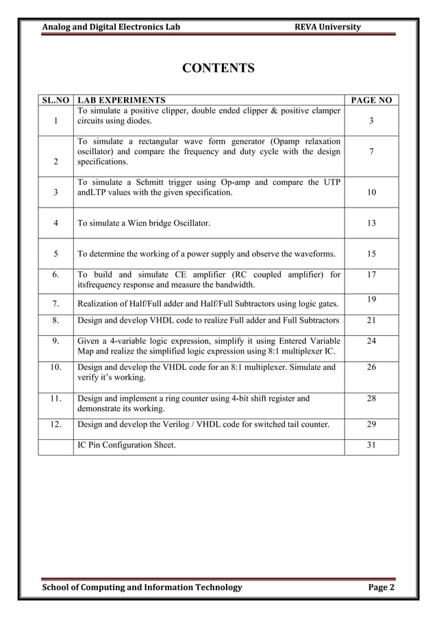 Analog and Digital Electronics Lab Manual | PDF
