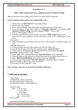 Analog and Digital Electronics Lab Manual | PDF