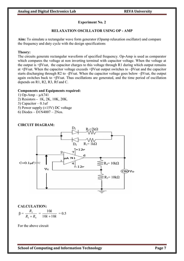 Analog and Digital Electronics Lab Manual | PDF