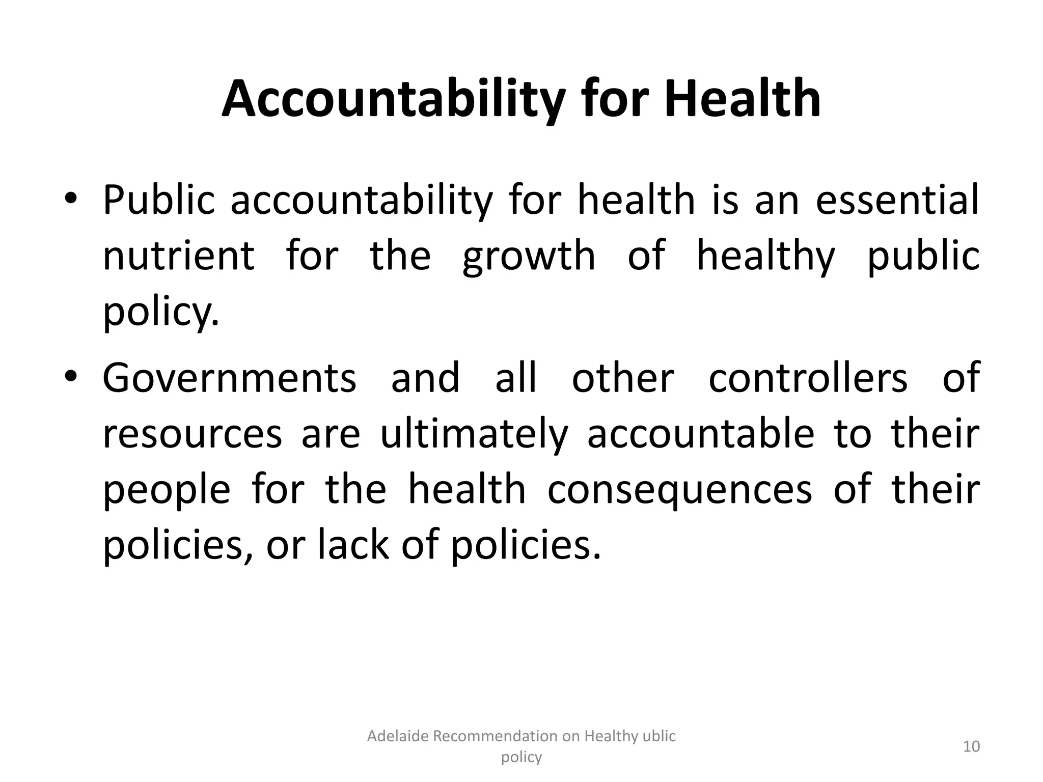 Adelaide Recommendation on Healthy Public Policy | PDF