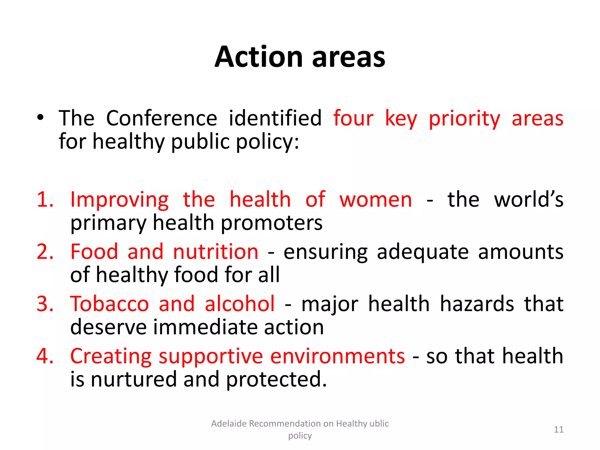Adelaide Recommendation on Healthy Public Policy | PDF