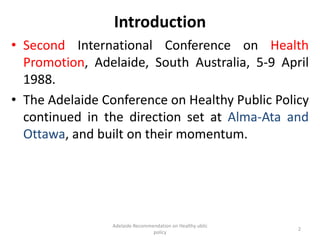 Adelaide Recommendation on Healthy Public Policy | PDF
