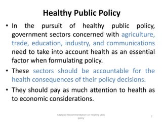 Adelaide Recommendation on Healthy Public Policy | PDF