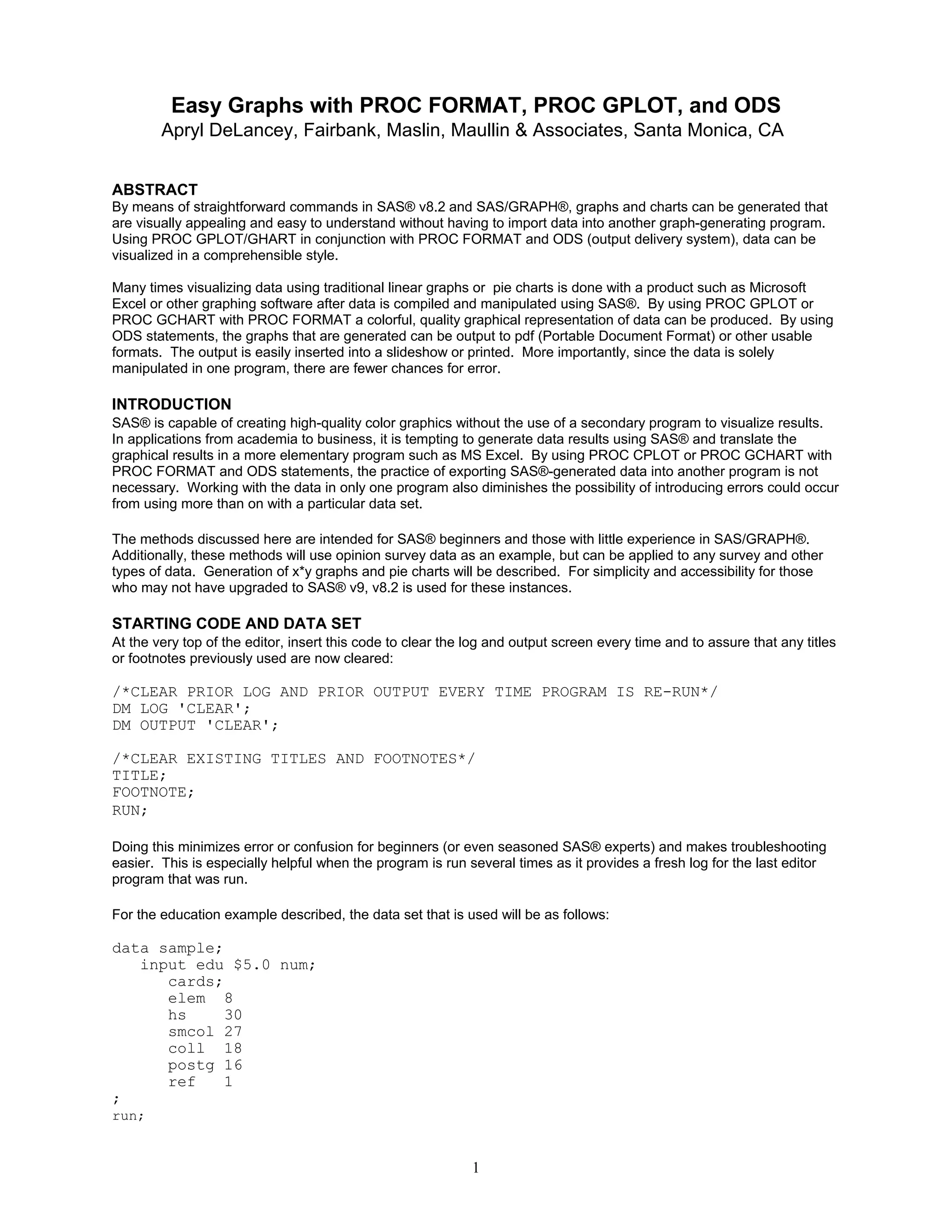 Graphing in SAS | PDF
