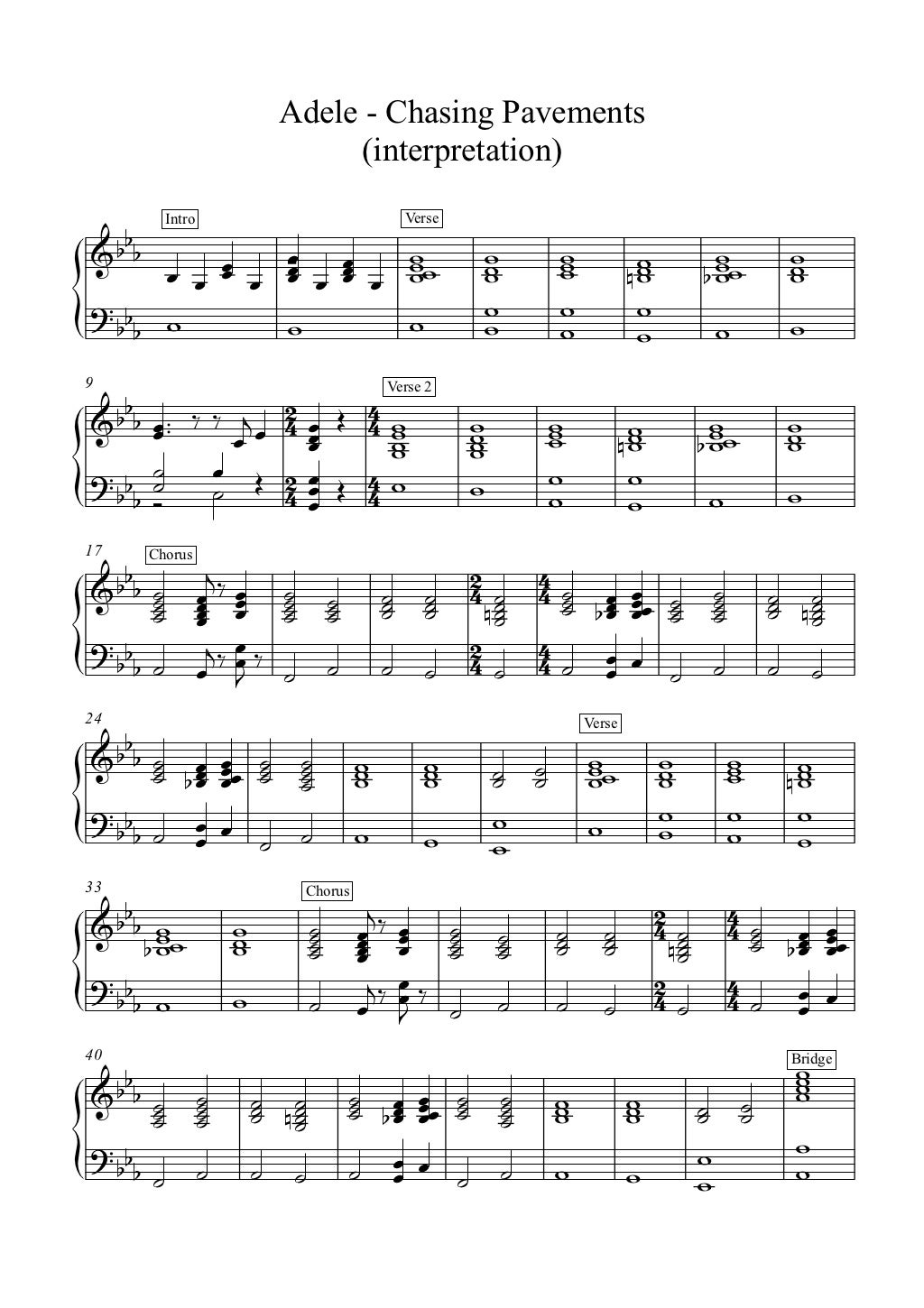 Adele chasing-pavements-chords-for-piano