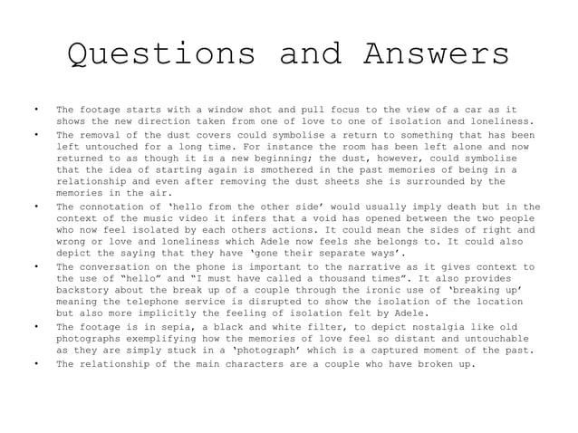 Adele – 'Hello’ Analysis | PPTX