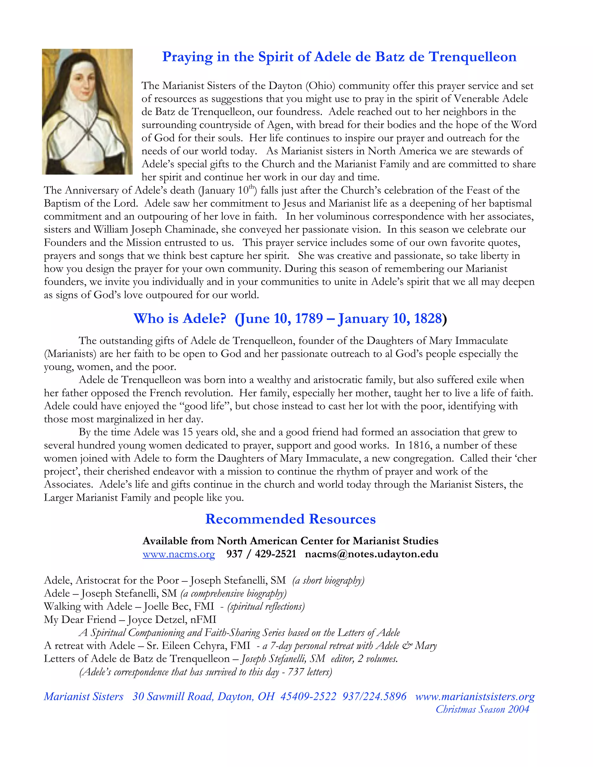 Adele Prayer Service | PDF