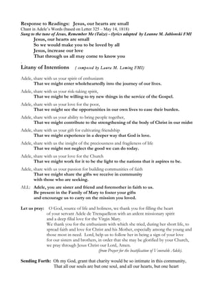 Adele Prayer Service | PDF