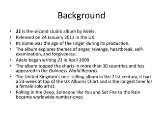 Adele 21 | PPTX | Contemporary Hits/Pop/Top 40 | Music