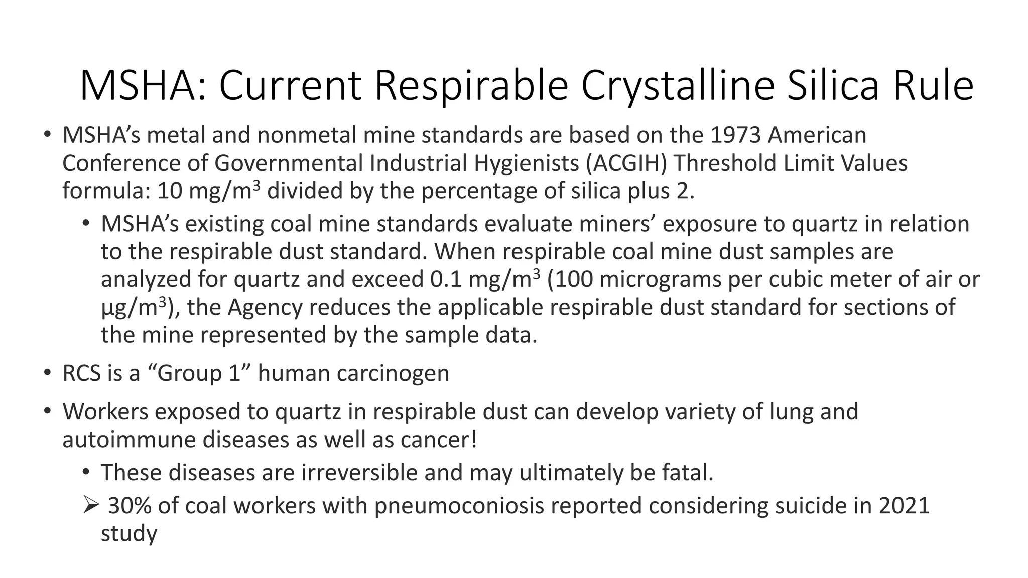 UNDERSTANDING THE WORKPLACE REGULATION OF RESPIRABLE CRYSTALLINE SILICA ...