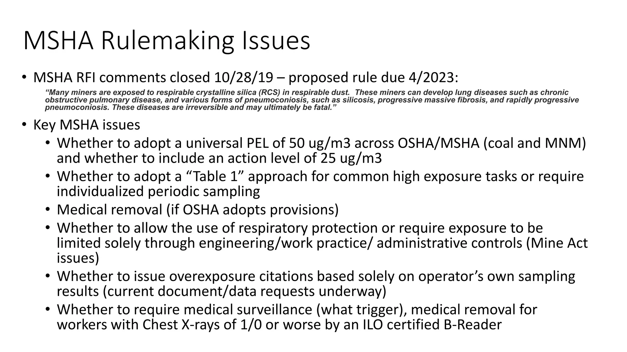 UNDERSTANDING THE WORKPLACE REGULATION OF RESPIRABLE CRYSTALLINE SILICA ...
