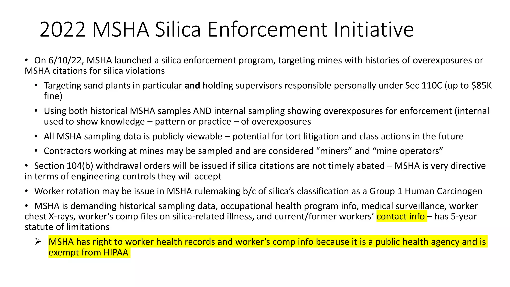 UNDERSTANDING THE WORKPLACE REGULATION OF RESPIRABLE CRYSTALLINE SILICA ...