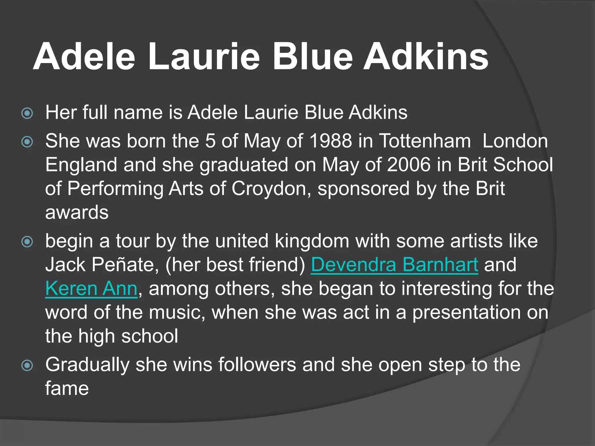 Adele´s biography | PPTX