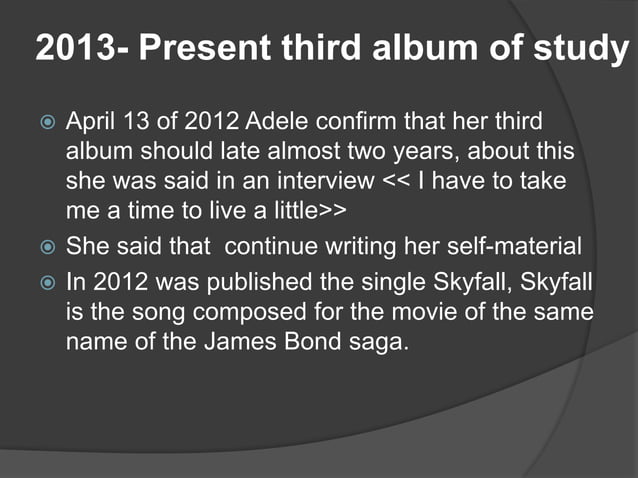 Adele´s biography | PPTX | World/International Music | Music