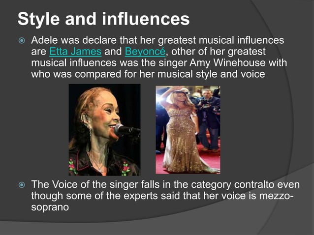 Adele´s biography | PPTX | World/International Music | Music