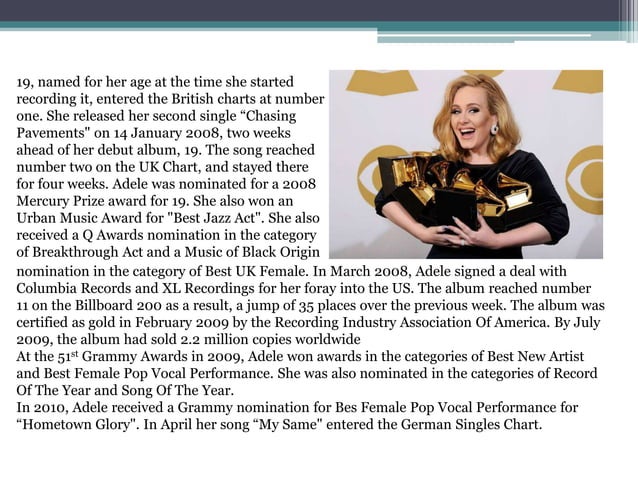 Adele through the years presentation | PPTX | World/International Music | Music