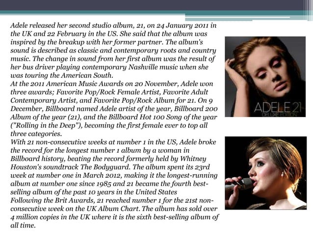 Adele through the years presentation | PPTX | World/International Music | Music