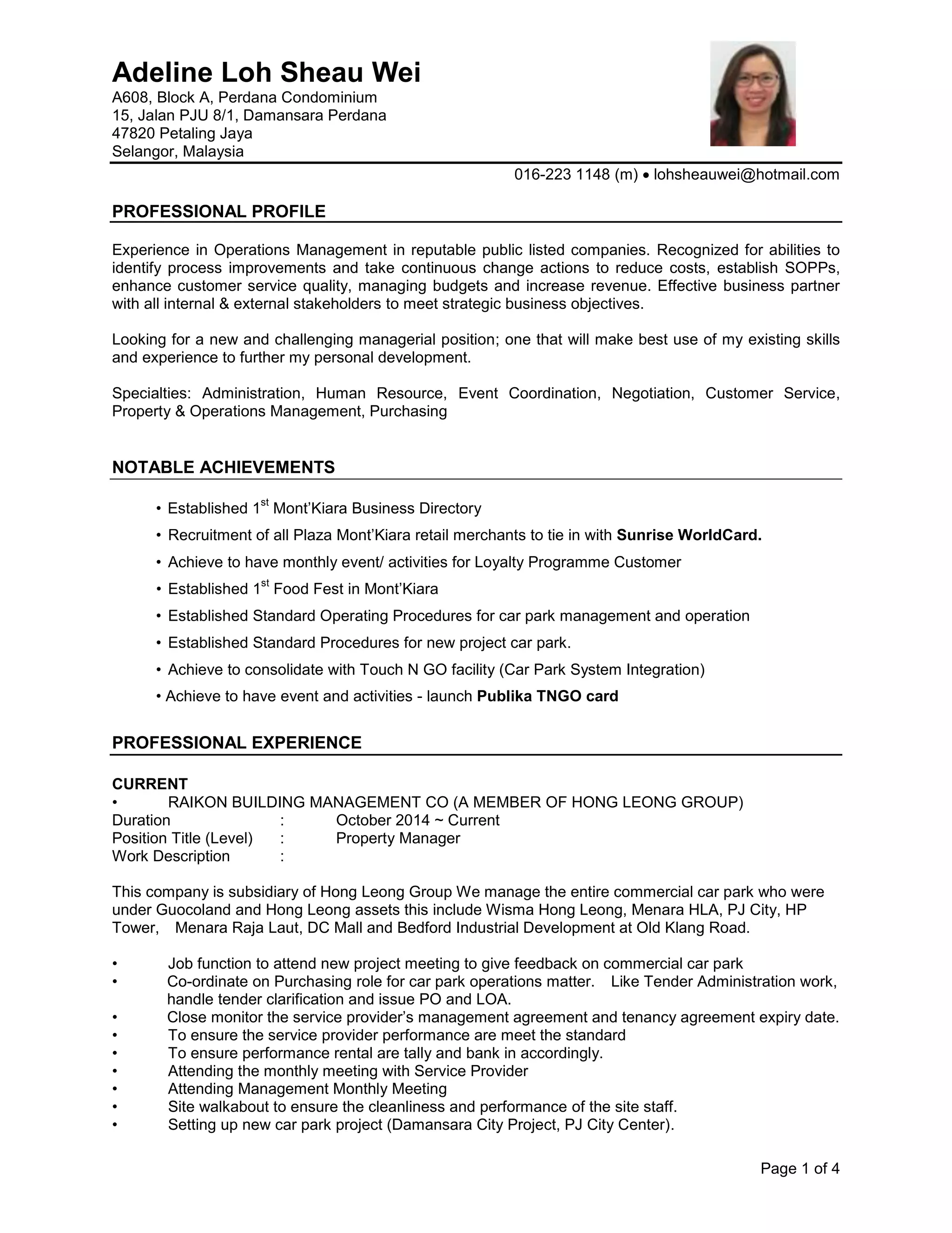 Adeline loh cv-2016(a) | PDF