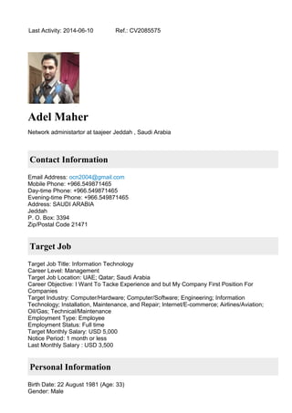 Adel Nasser Maher CV | DOC