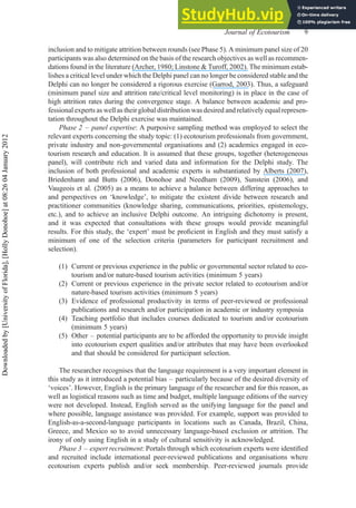 A Delphi Toolkit For Ecotourism Research | PDF