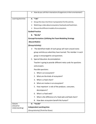 A demo lesson plan in science sped essentials 2021 | DOCX