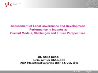 Assessment of Local Governance and Development Performance in Indonesia ...