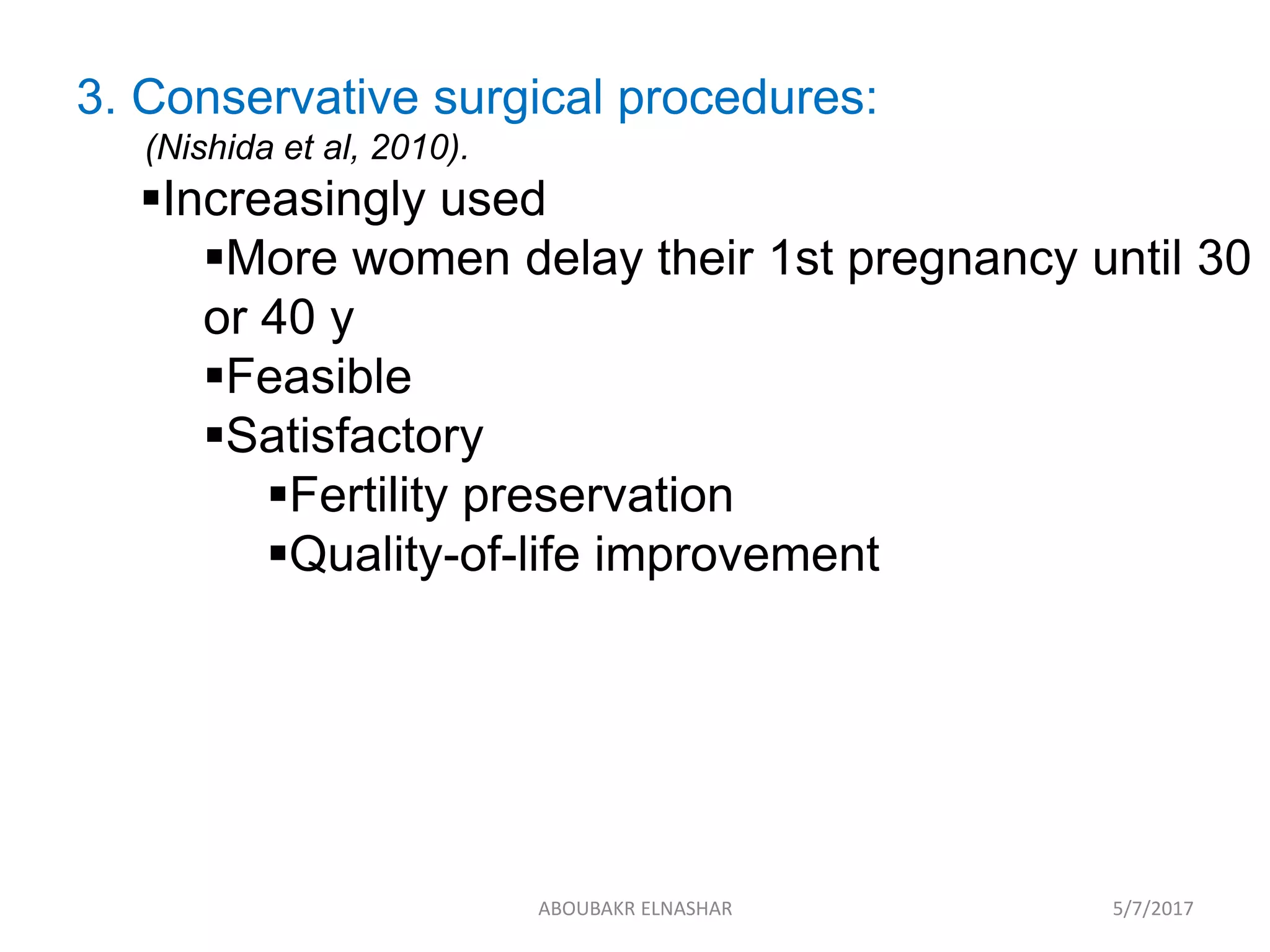 Uterine-Sparing Surgery for Adenomyosis Prof. Aboubakr Elnashar | PPSX