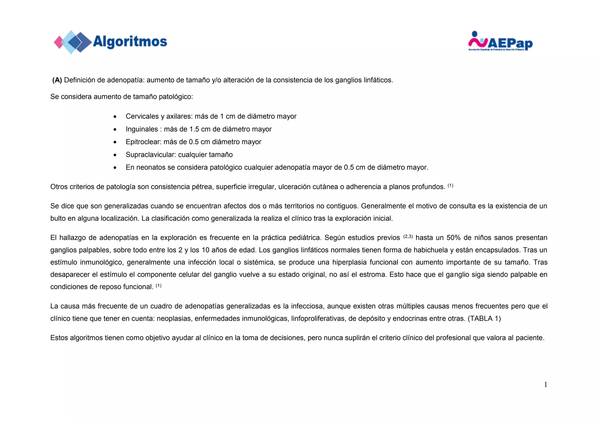 Algoritmo AEPap: adenopatías generalizadas | PDF | Diseases and ...