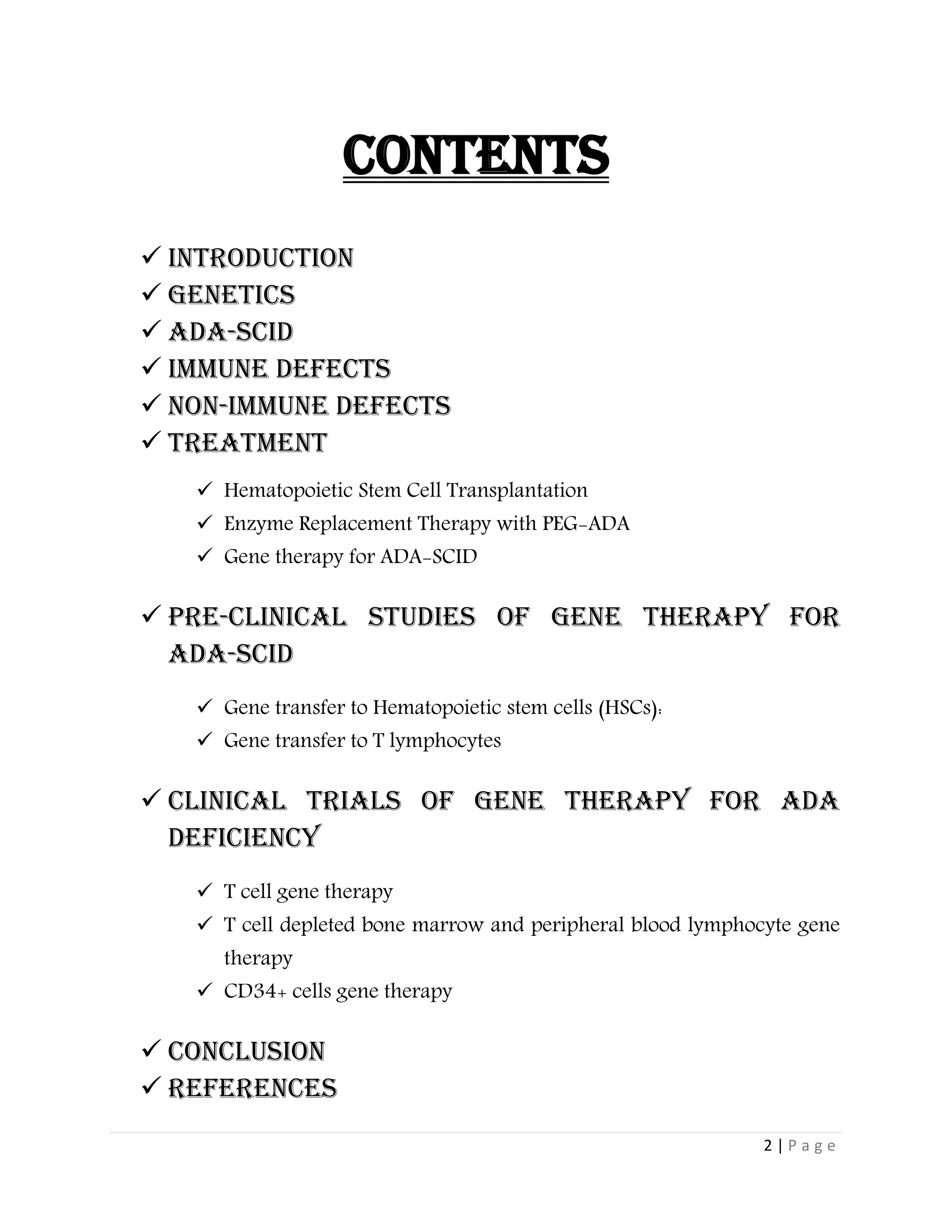 Adenosine deaminase (ADA) Gene Therapy | PDF