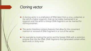 Adenoviral cloning vectors | PPTX