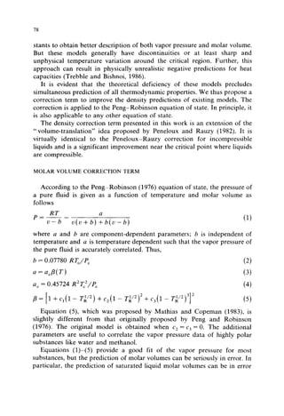 A density correction for the peng robinson equation | PDF