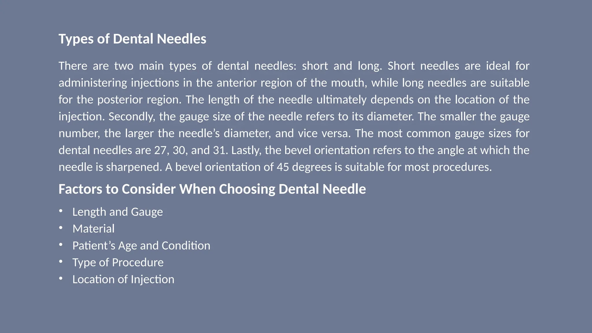Dental Needle Selection Tips for Dentists : Complete Guide | PPTX