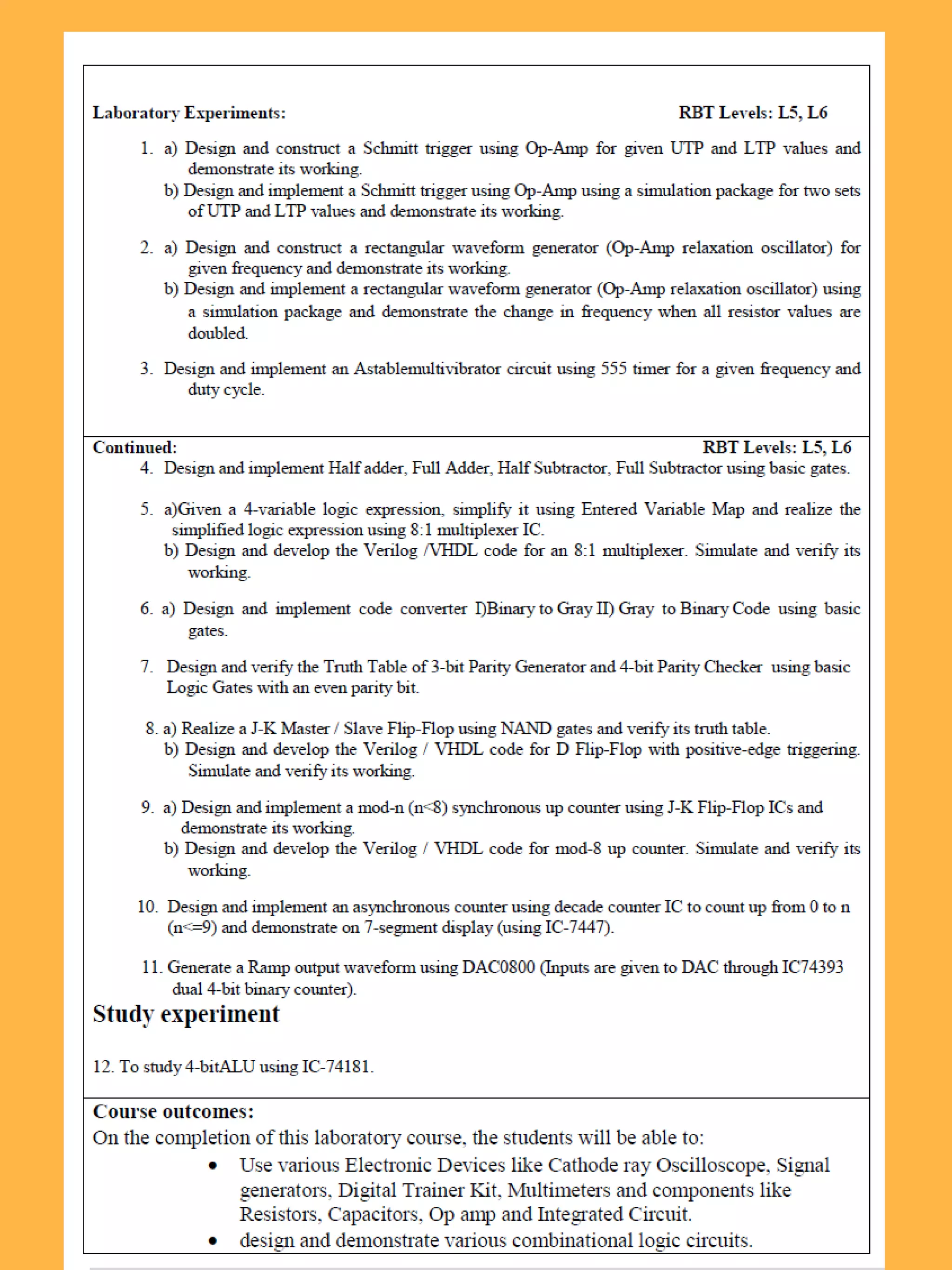 Analog and Digital Electronics Lab | PDF