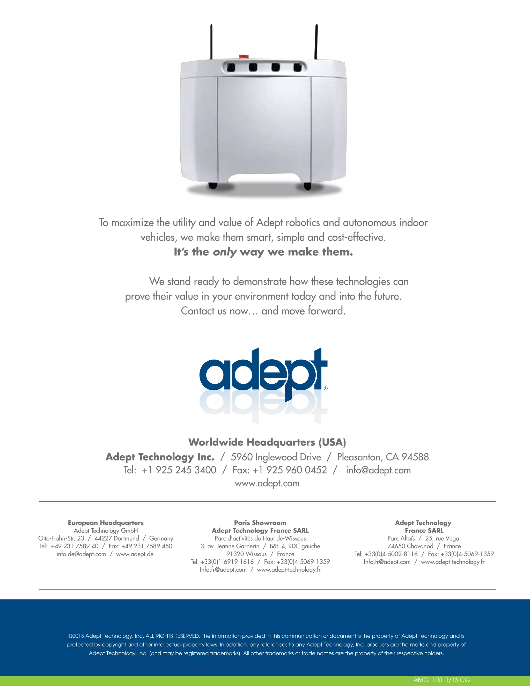 Adept Lynx Mobile Robot Brochure | PDF