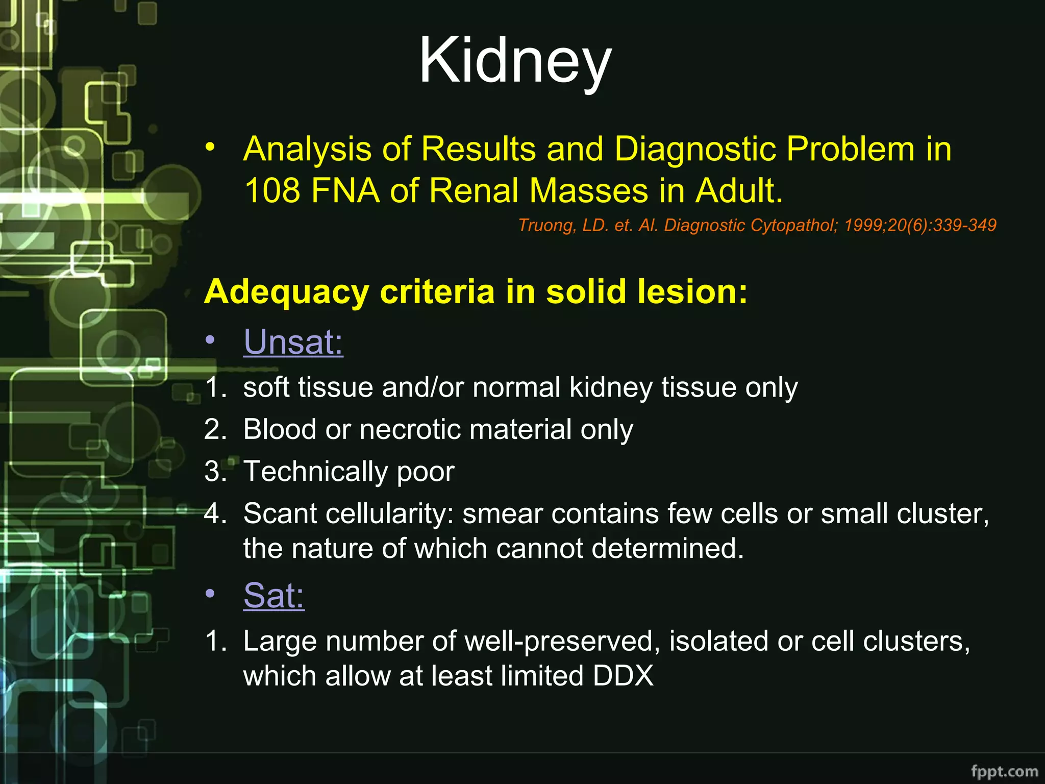 Adequacy criteria for cytology specimens by Dr. Mahra Nourbakhsh | PPT