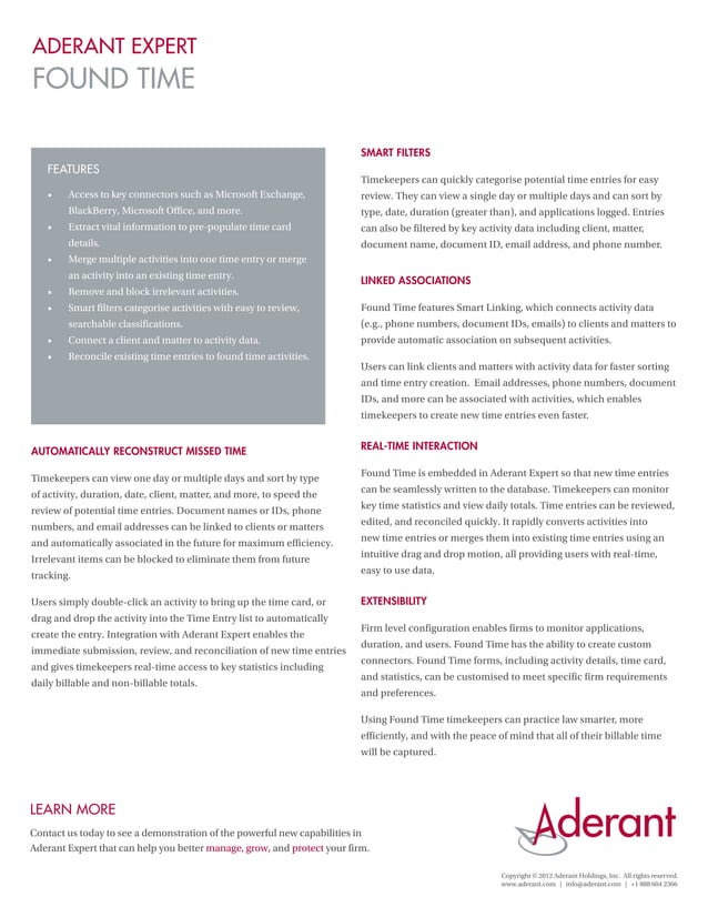 Aderant Found Time | PDF | Internet | Computing