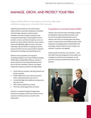 Aderant 2012 Solutions Guide: Mange, Grow, and Protect Your Firm | PDF