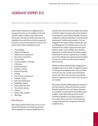 Aderant 2012 Solutions Guide: Mange, Grow, and Protect Your Firm | PDF