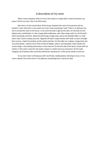 A description of my room | DOCX