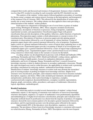 A Descriptive Analysis Of Secondary Mathematics Students Formal Report ...
