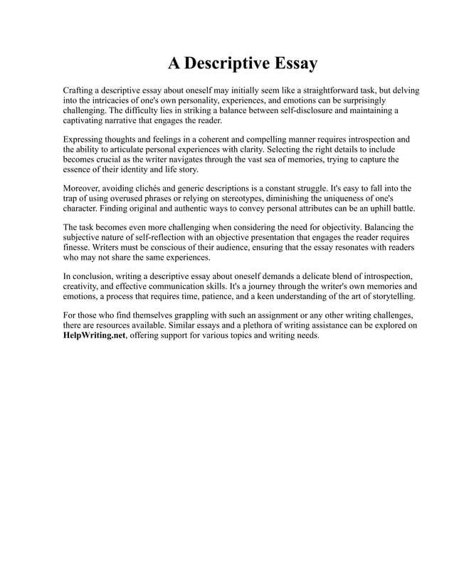 A Descriptive Essay | PDF