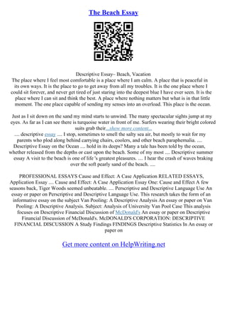 A Descriptive Essay On The Beach | PDF