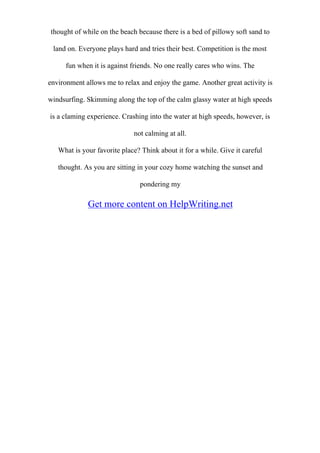 A Descriptive Essay On The Beach | PDF